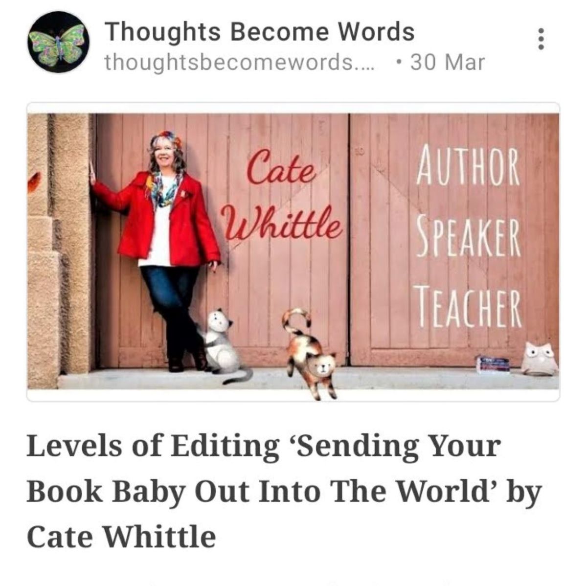 Sharing a post! ‘Levels of Editing’ by Cate Whittle via Thoughts Become ...